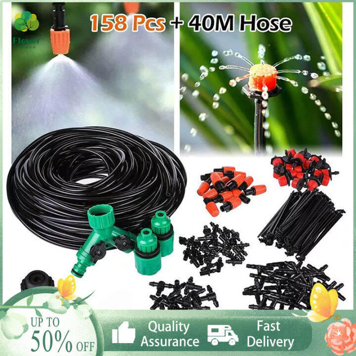 40M/158Pcs Mini Drip Irrigation Kit,Irrigation System Set, Garden Plant ...