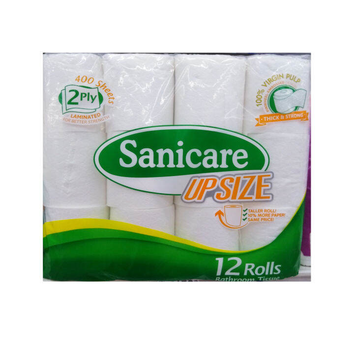 Sanicare Upsize Bathroom Tissue 2 ply 400 sheets 12 rolls 1 pack ...