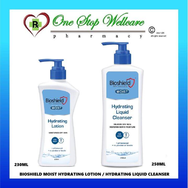 BIOSHIELD MOIST HYDRATING LOTION 230ML / HYDRATING LIQUID CLEANSER ...