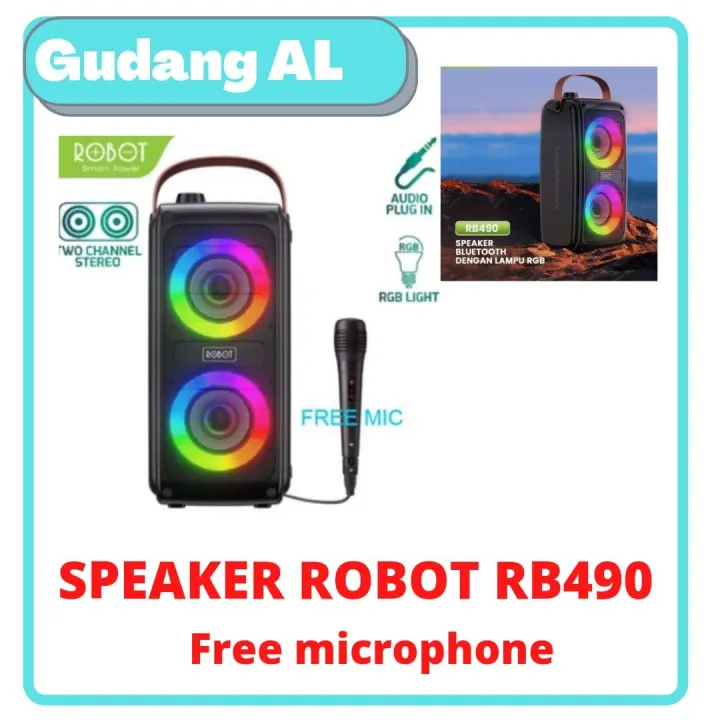 Robot RB490 BOOMBOX Portable Bluetooth Karaoke Bluetooth Speaker + Mic ...