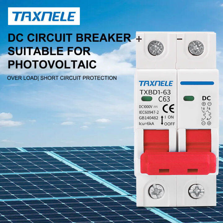 2P DC 1000V Solar Mini Circuit Breaker Battery Switch 6A 10A 16A 20A 25A 32A 40A 50A 63A DC MCB ...