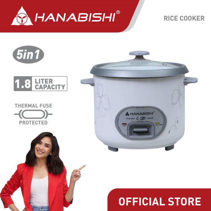Hanabishi Rice Cooker HHRCR2C 5in 1 Rice Cooker steamer, warmer, rice ...