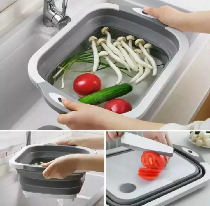 Folding Cutting Board เขียงซิลิโคนพับเก็บได้อัจฉริยะ | Lazada.co.th