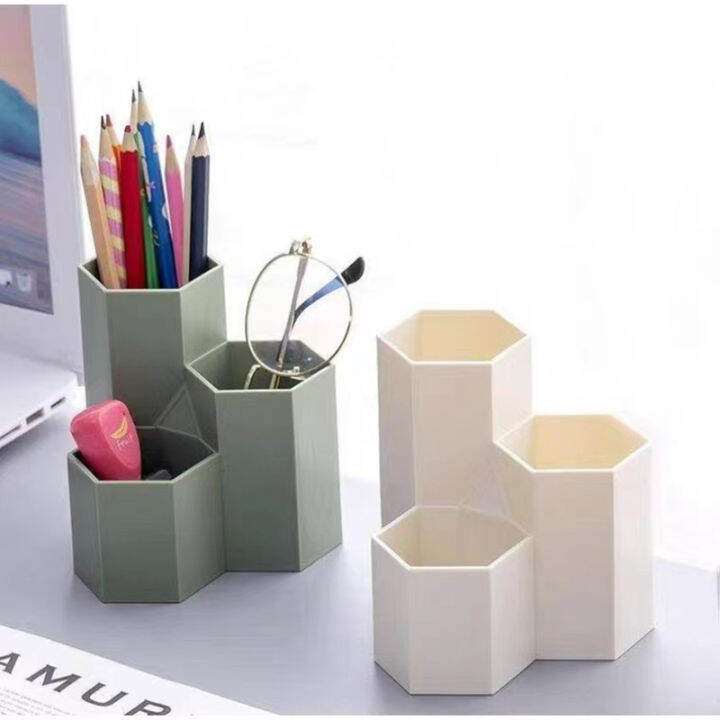 Creative hexagonal pen holder fashion cute stationery office desktop ...