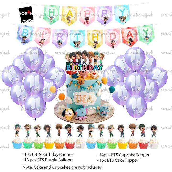 oxxyyq3 KPOP BTS 3 All Purple Balloon Birthday Party Decoration Theme ...