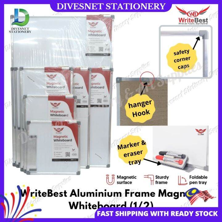 WriteBest Aluminium Frame Magnetic Whiteboard White board | Papan Putih ...