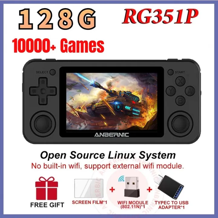 128G ANBERNIC RG351P Retro Game Console RK3326 Linux System PC Shell PS1 Game Player Portable ...