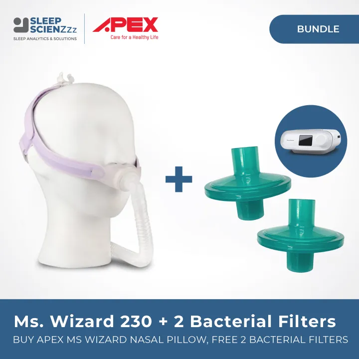 Apex Ms. Wizard 230 Nasal Pillow CPAP Mask + 2 Bacterial Filters ...