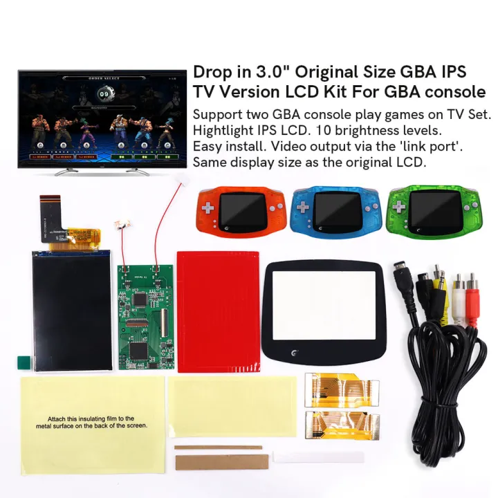 TV Version GBA IPS V2 Backlight LCD Kit w/Pre-cut Shell For Game Boy ...