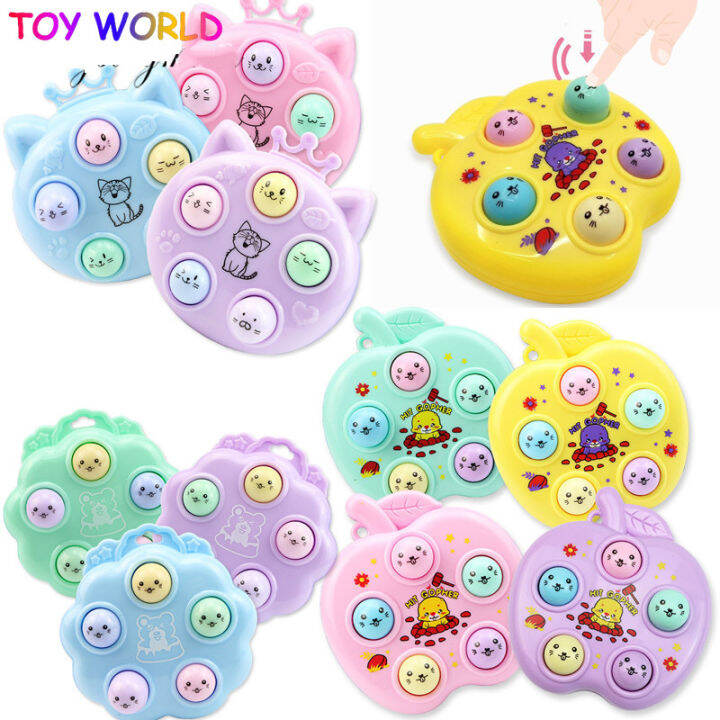 Kawaii Whack A Mole Keychain Simple Dimple Fidget Toy With Keychain Mini Game Console Fat Brain