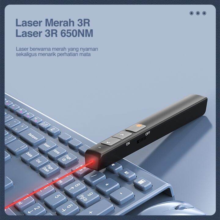 Laser Pointer Presentasi USB Cahaya Merah Jarak Kontrol Mencapai 30 ...