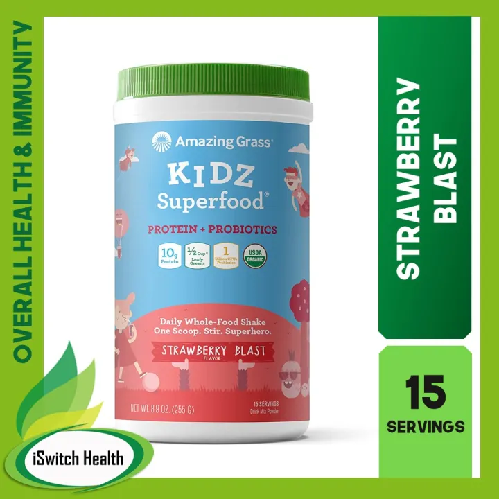 Amazing Grass - KIDZ Superfood Protein + Probiotics - Plant-Based - 15 ...
