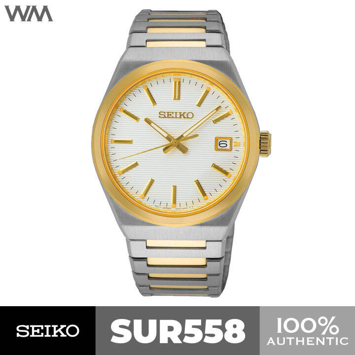 Seiko Dual Tone Gold Silver Quartz Stainless Steel Watch SUR558 ...