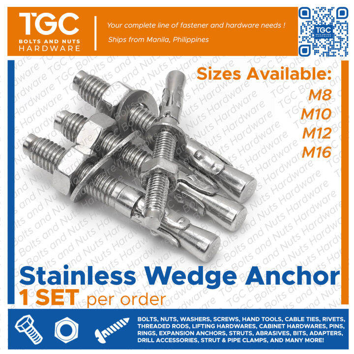 1PC M8 - M16 Stainless Wedge Anchor / SS Through Bolt / Expansion ...