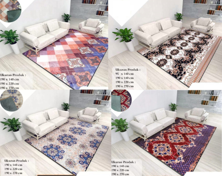 Karpet Malaysia UK 140X190 Karpet Lantai Anti slip / Karpet Bunga Ruang ...