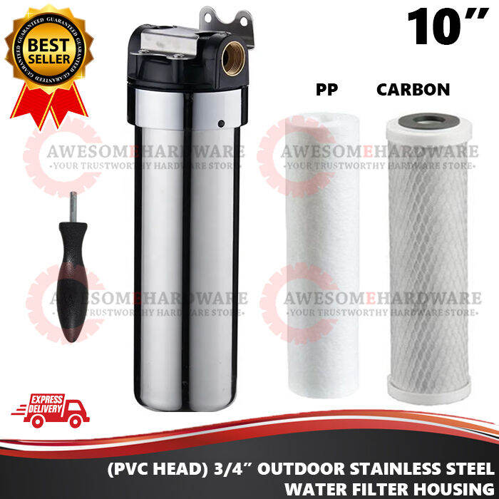 (PVC HEAD) 10" STAINLESS STEEL WATER FILTER HOUSING CTO STAINLESS STEEL ...