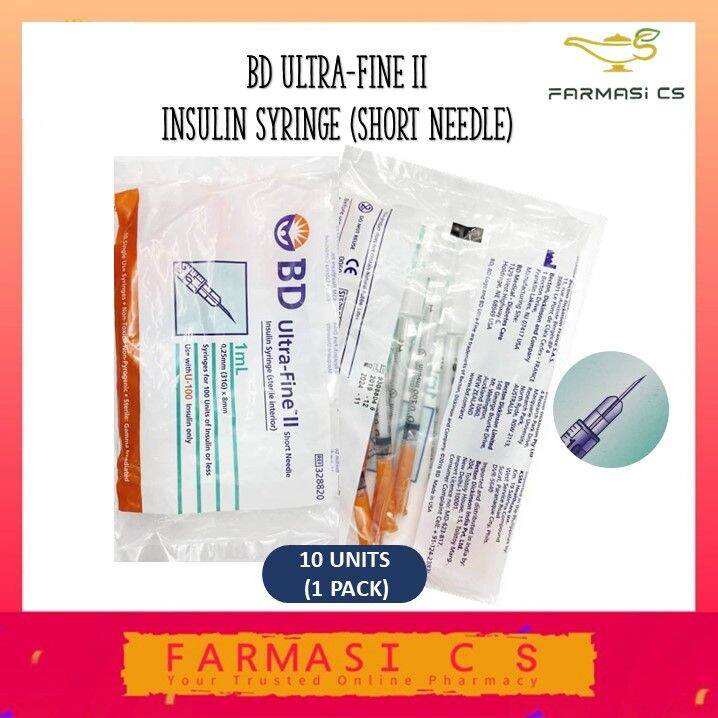 BD Ultra-Fine II Insulin Syringe Short NeedIes 10 Units (1 PACK) [ 31g ...