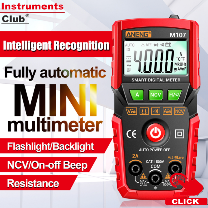 Instruments ANENG M107สมาร์ทมัลติมิเตอร์แบบดิจิตอล4000นับ NCV Universal ...