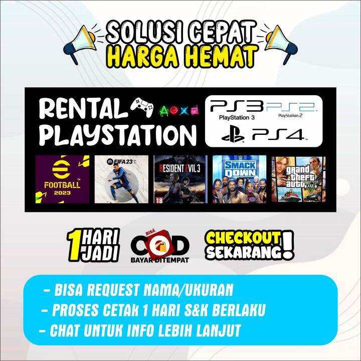 Spanduk/Banner Rental Ps Custom Ukuran 250 x 100 | Lazada Indonesia