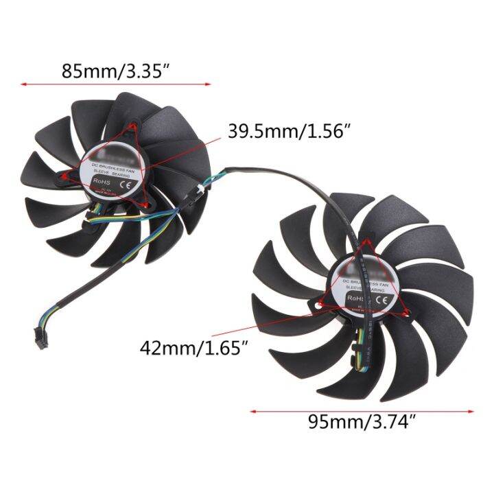 85MM 95MM DC12V 4Pin Graphics Card Fan Radiator for ZOTAC GAMING ...