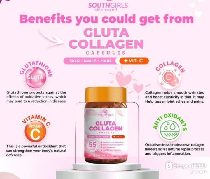 South Girl Gluta Collagen 55 caps/1000mg with Vitamin C for Glowing ...