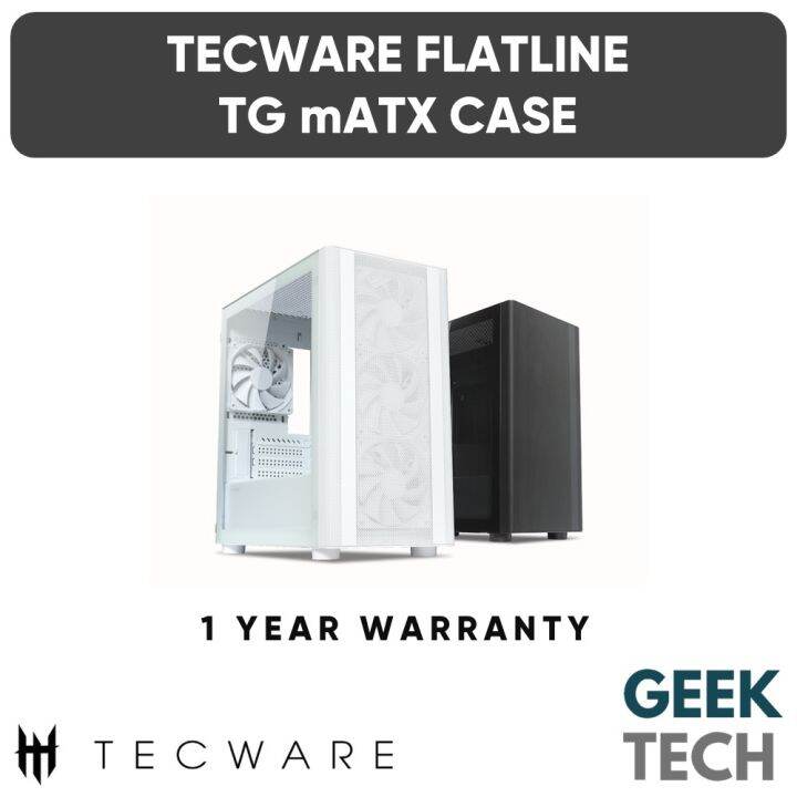 TECWARE Flatline Tempered Glass mATX Case - 4x 120mm PWM Fan Pre ...