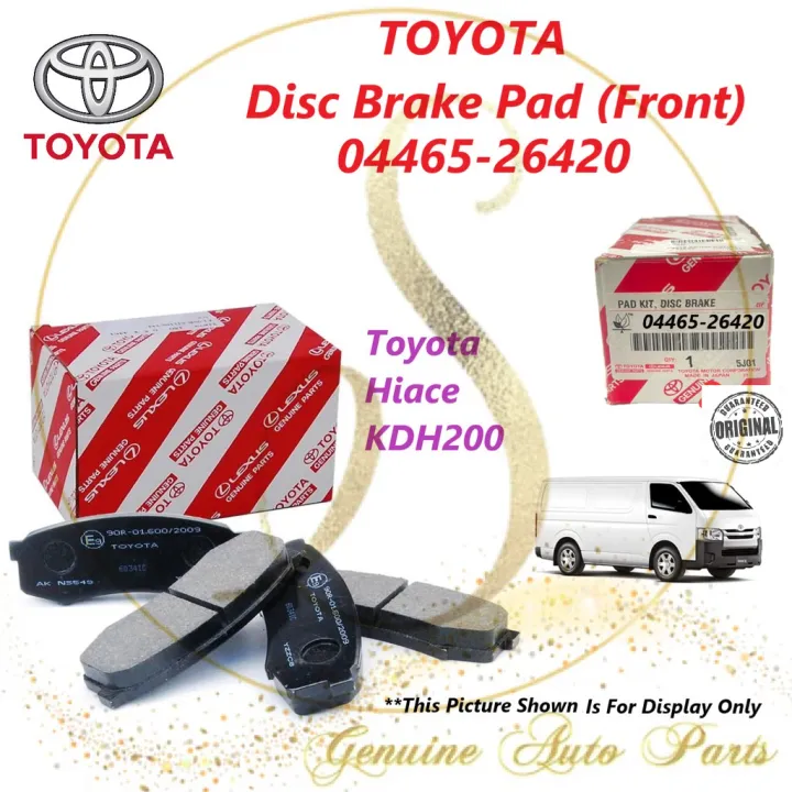 (100% ORIGINAL) TOYOTA Disc Brake Pad Front 04465-26420 Hiace KDH200 ...