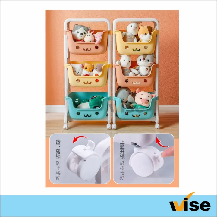 Toys Organizer 3 Layer and 4 Layer Trolley Kid Toys Storage Rack Easy ...