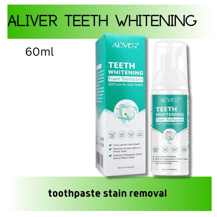 ALIVER Teeth Whitening Mousse Foam Toothpaste Oral Care remove stains ...