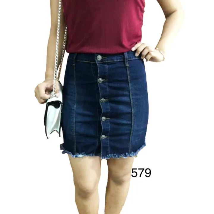 Lucy Korean Style Assorted Dark Bluelight Blue Wbutton Denim Maong Skirts For Women Sizes Xl