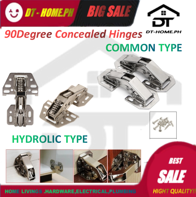 2pcs 90Degree HYDROLIC Concealed Hinges Cabinet Cupboard Door Hinge ...