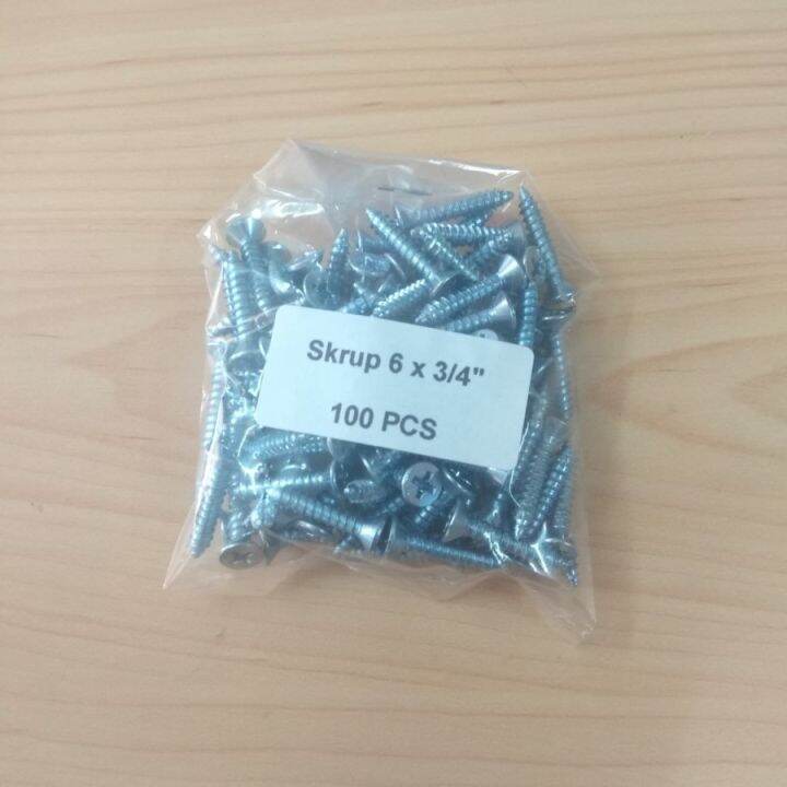 Skrup 2 cm Bungkus 6 x 3/4" ( 100 pcs ) MOON LION / Skrup Kayu Baut ...