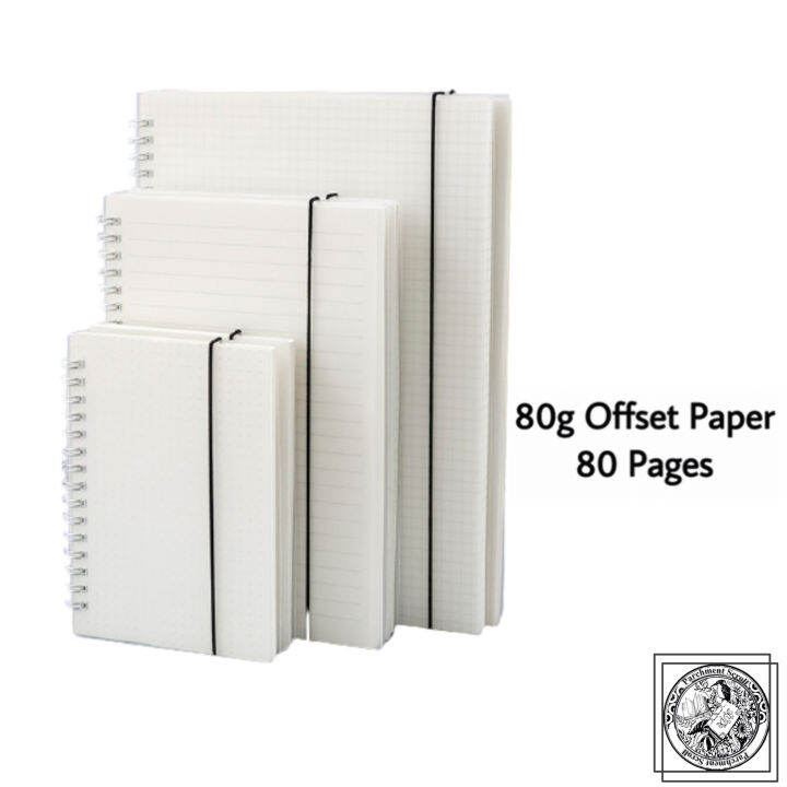 Parchment Scroll Muji Styled Spiral Notebook A5/B5 With Garter (Blank, Cornell, Dotted, Grid ...