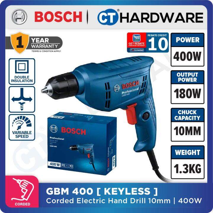 [ TNGO ] BOSCH GBM400 PROFESSIONAL CORDED DRILL 10MM | 400W | 2800RPM ...