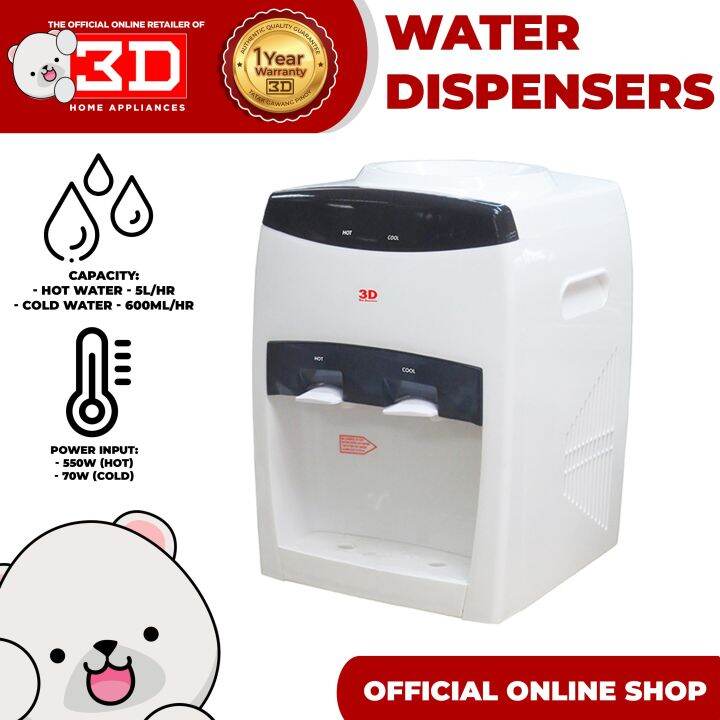 3D WD-570ECT Hot & Cold Table Top Water Dispenser | Lazada PH