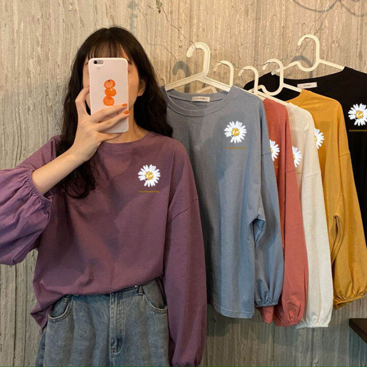 ผู้หญิง GD Daisy ตัวอักษรแฟชั่นพิมพ์หลวม Bright สีปลอกแขนโคมไฟลำลองแขน ...