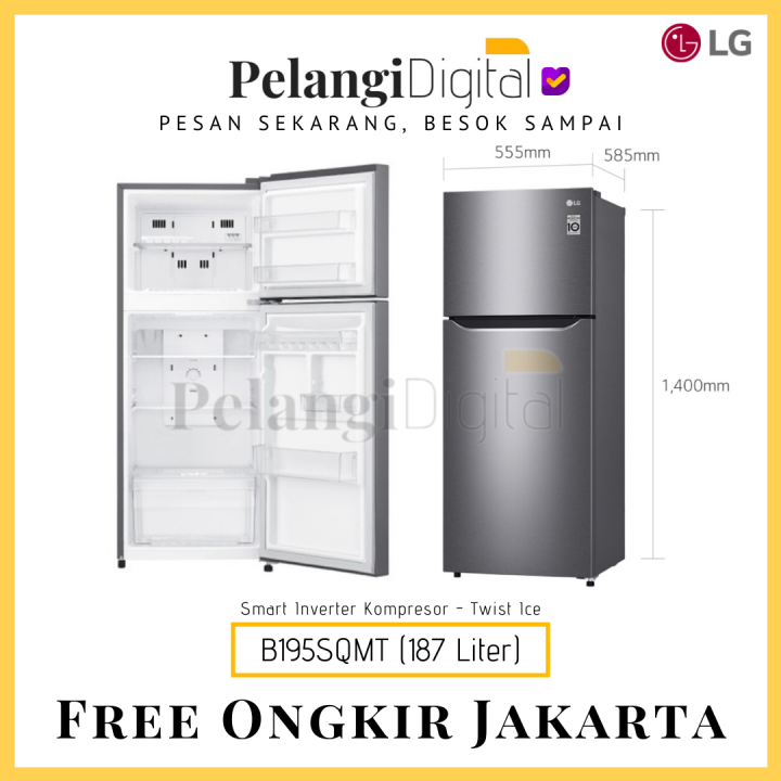 LG Kulkas 2 Pintu Smart Inverter Twist Ice - 187 Liter - GN-B195SQMT | Lazada Indonesia