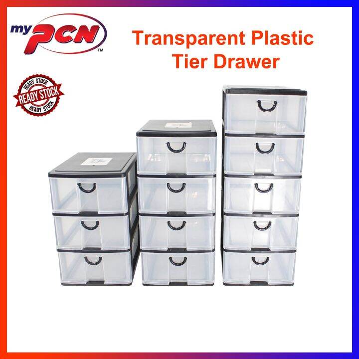 (A4 Size) PCN 3/4/5 Tiers Multipurpose Plastic Transparent Drawer ...