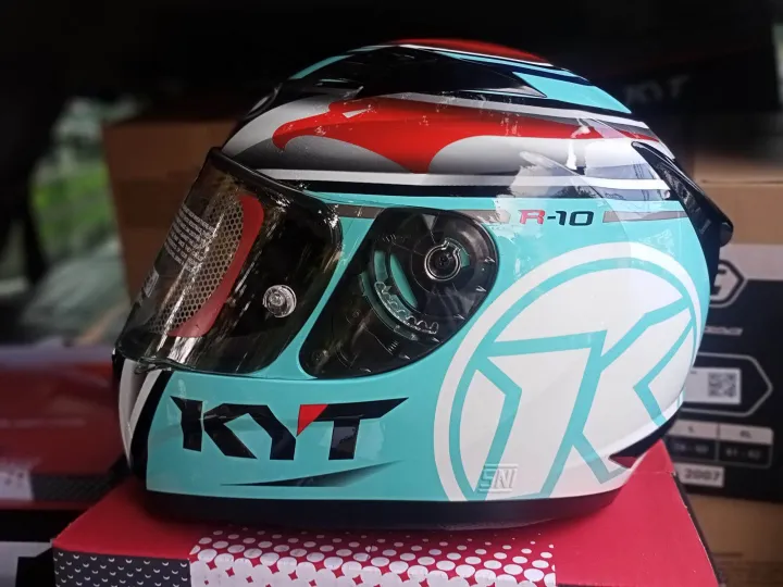 KYT R10 AQUAMARINE/HELM KYT FULL FACE/HELM KYT ORIGINAL | Lazada Indonesia