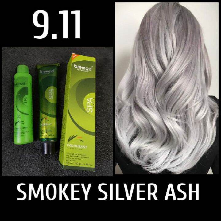Bremod Hair colourant Smokey silver ash 9.11 with oxidizer bremod 9% ...