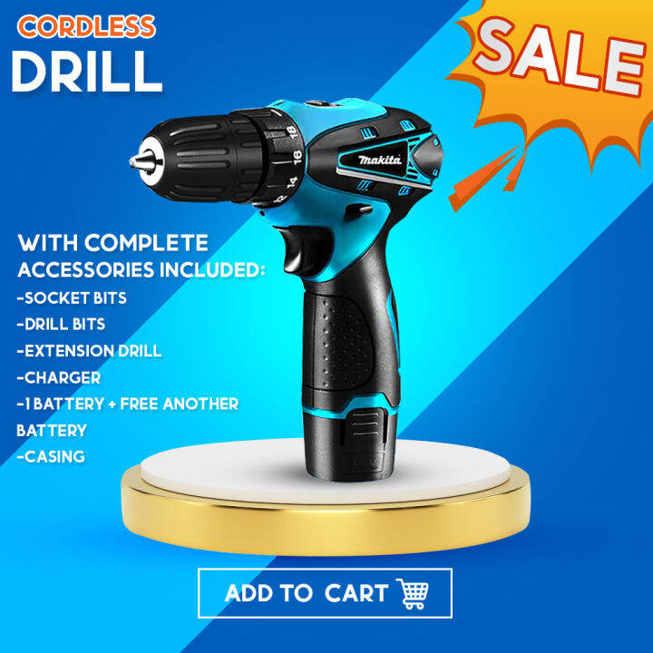 Maki Ta Cordless Electric Drill 12v With Free Accessories Set Double