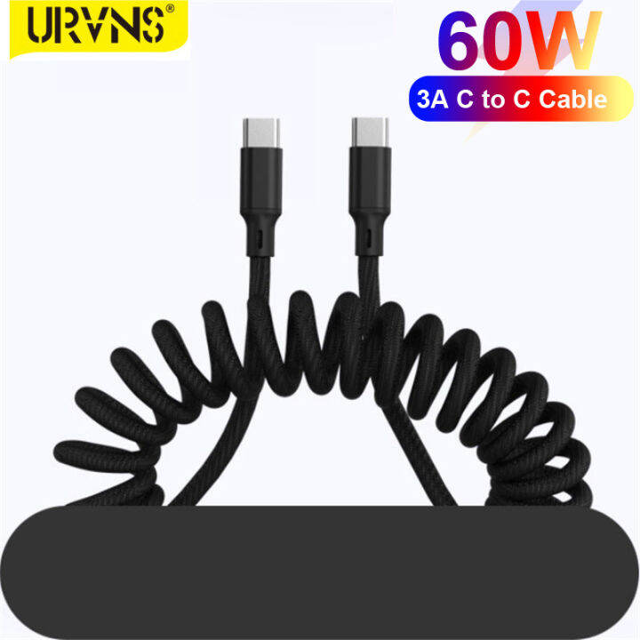 URVNS USB-C to USB-C Cable, Expansion Spring Coiled Cable, PD 60W Type ...