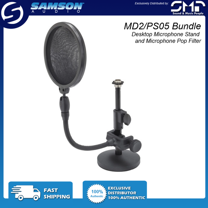 Samson MD2/PS05 Bundle - Desktop Microphone Stand and Microphone Pop ...