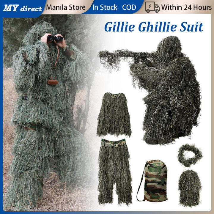 5PCS Ghillie Suit 3D Jungle Camouflage Hunting Apparel Tactical Camo ...