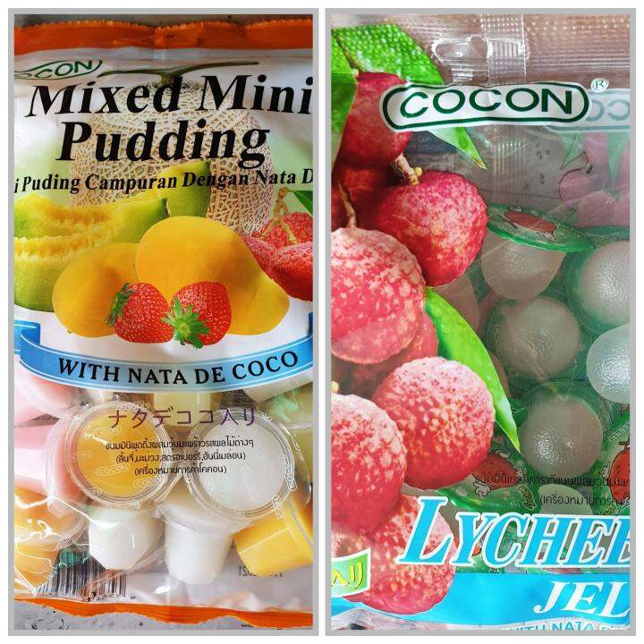 Cocon มินิพุดดิ้ง เยลลี่ผสมวุ้นมะพร้าวรสผลไม้ มินิเยลลี่ลิ้นจี่ผสมวุ้น ...
