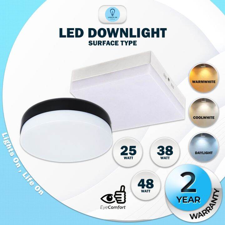 25w 38w 48w LED Surface Downlight Lampu Siling Plaster Ceiling ...