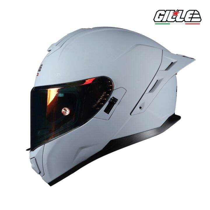 2022 Gille Falcon Solid Full Face Helmet Dual Visor Double D Ring Lock Rider with 4 freebies ...