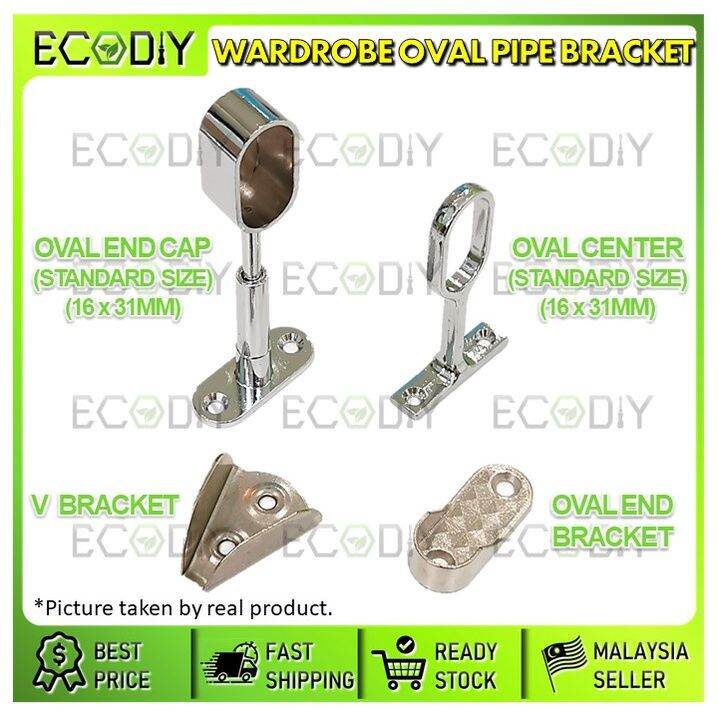 ECODIY🇲🇾 Standard Size 16mm Oval Pipe Holder Bracket Towel Rod Hanger ...