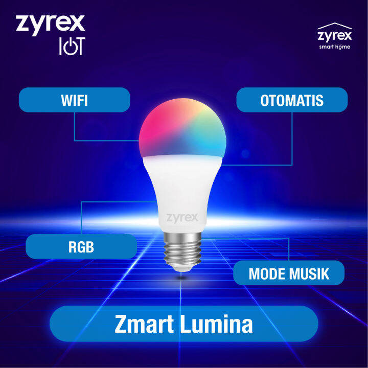 Lampu LED Pintar IoT Zyrex Zmart Lumina Wifi Hemat Energi | Lazada ...