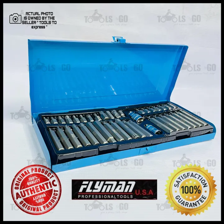 FLYMAN 40Pcs Allen Key Socket Bit Torx Star Spline Hex Set 3/8"+1/2 ...